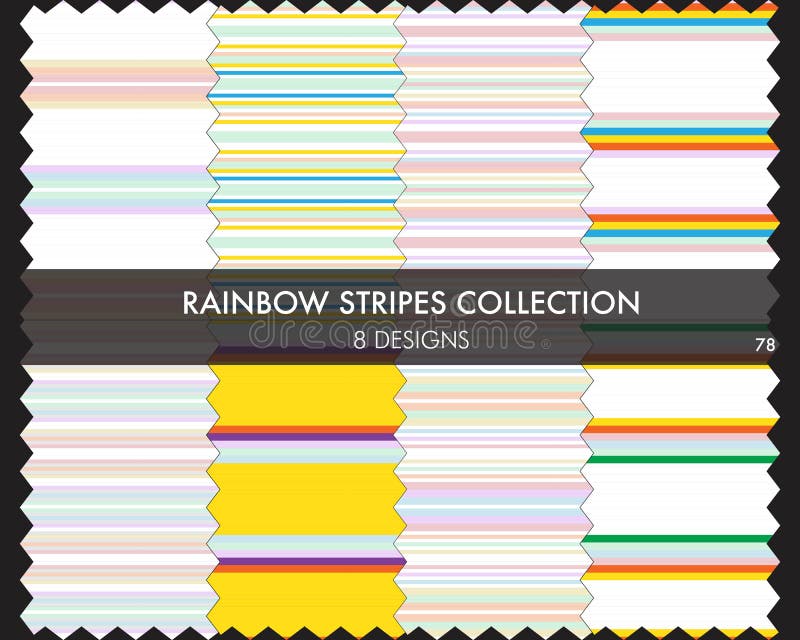 Rainbow Striped Seamless Pattern Collection Stock Vector - Illustration ...