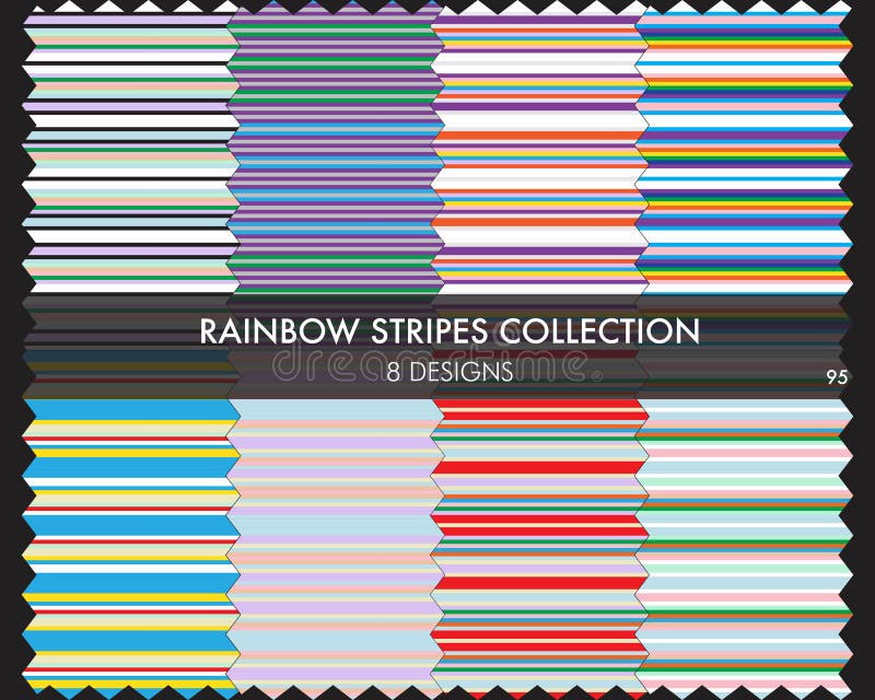 Rainbow Striped Seamless Pattern Collection Stock Vector - Illustration ...