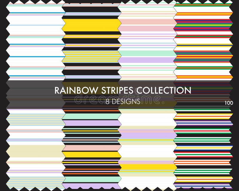 Rainbow Striped Seamless Pattern Collection Stock Vector - Illustration ...