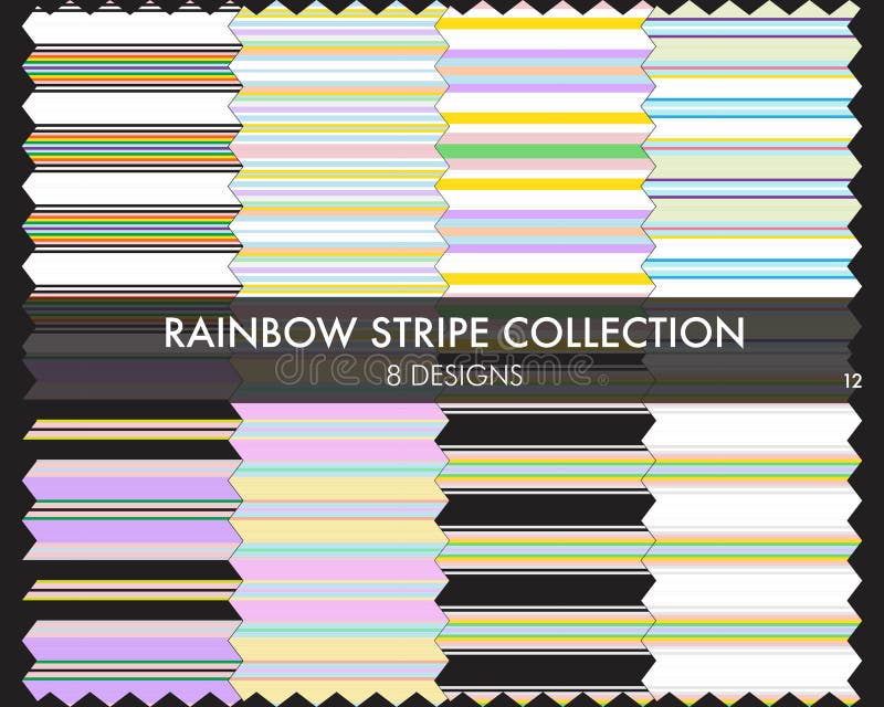 Rainbow Stripe Seamless Pattern Collection Stock Vector - Illustration ...