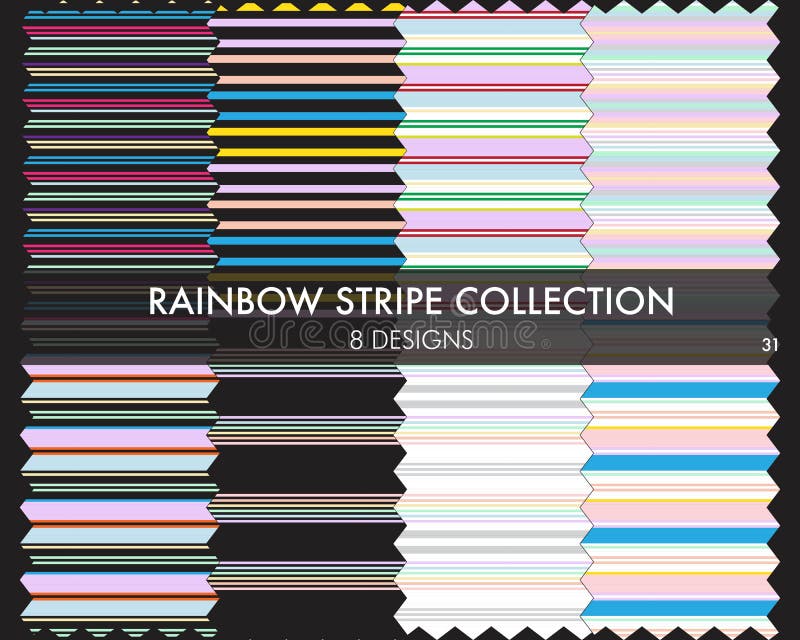 Rainbow Stripe Seamless Pattern Collection Stock Vector - Illustration ...