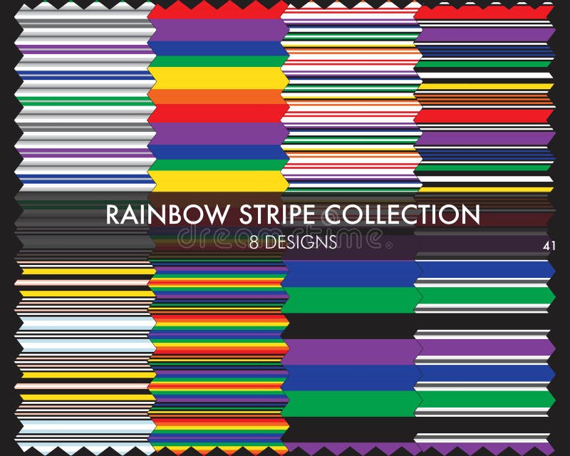 Rainbow Stripe Seamless Pattern Collection Stock Vector - Illustration ...
