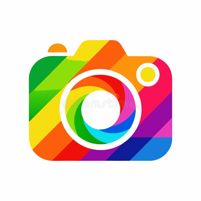 A Rainbow Stylized Camera Icon Composed of Geometric Shapes Stock Image ...