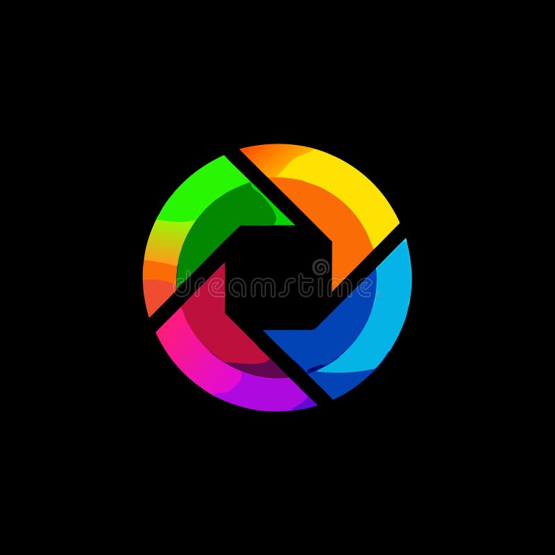 A Rainbow Stylized Camera Icon Composed of Geometric Shapes Stock Image ...