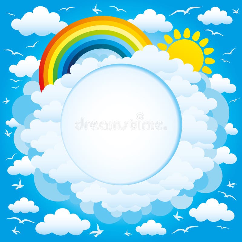 Rainbow, sun and clouds stock vector. Illustration of card - 68485298