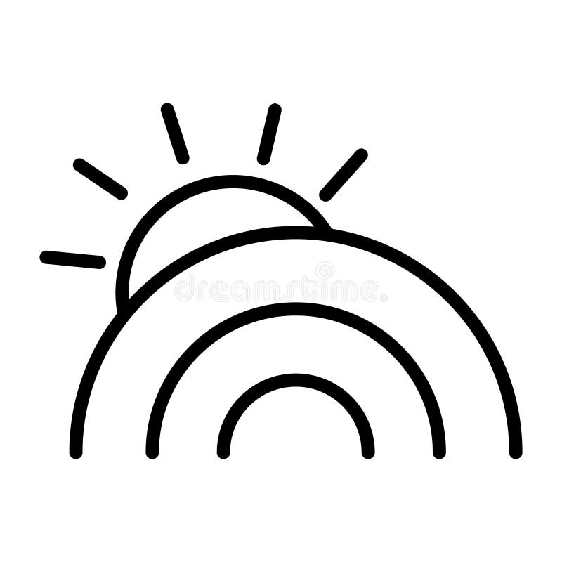 Rainbow and Sun Outline Icon for Weather Stock Vector - Illustration of ...