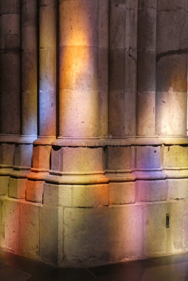 Rainbow Colors on Old Stone Pillars Stock Illustration - Illustration ...