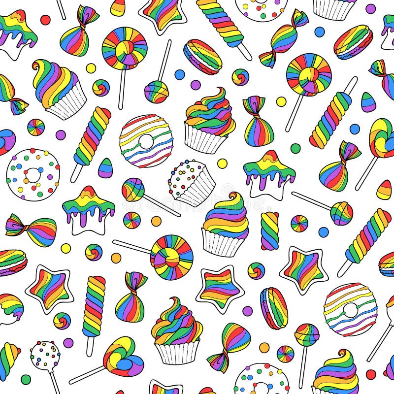 Rainbow Cake Slice on White Background. Stock Vector - Illustration of ...