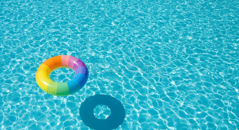 Rainbow Swim Ring and Blue Float in Pool Stock Illustration ...