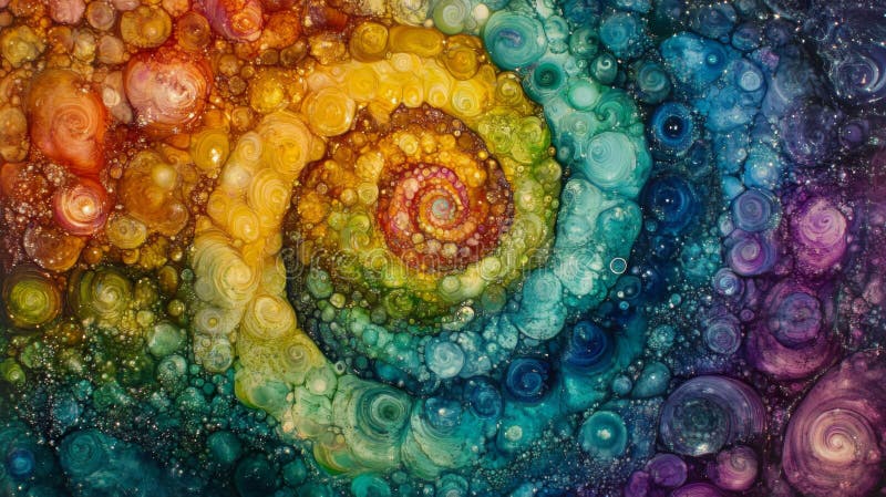 Rainbow Swirl Abstract Fluid Acrylic Painting Stock Illustration ...