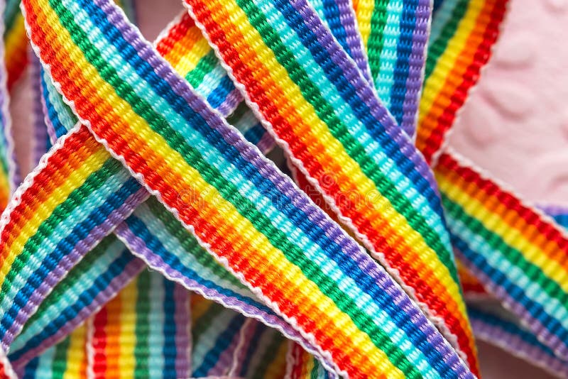 Rainbow Symbol, Colorful Ribbon Closeup Stock Photo - Image of blue ...