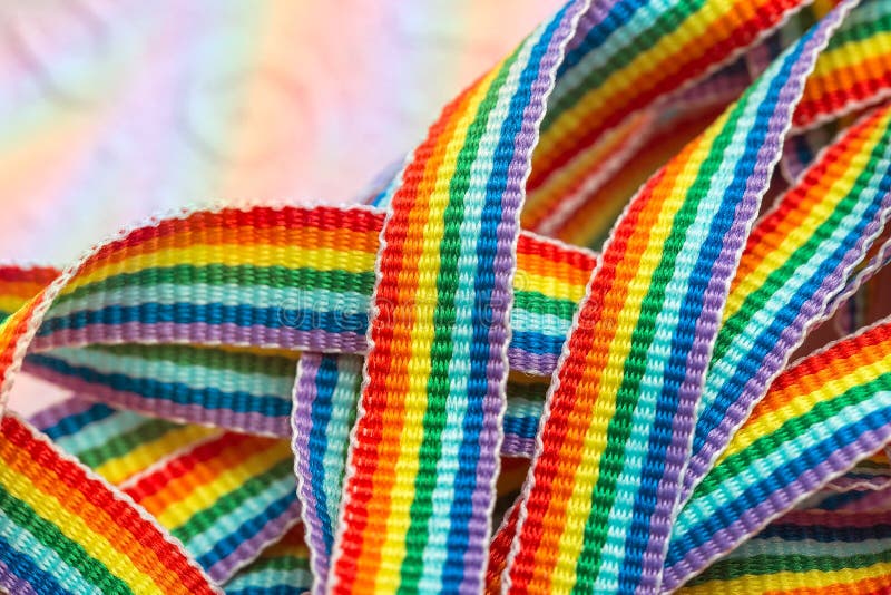 Rainbow Symbol, Colorful Ribbons Macro Image Stock Image - Image of ...