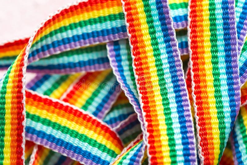 Rainbow Symbol, Colorful Ribbons Closeup Stock Image - Image of pattern ...