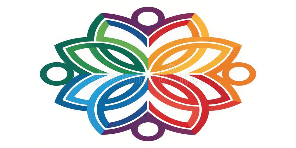 Rainbow Teamwork Flower Logo Circular Design, Unity Concept, Vector ...