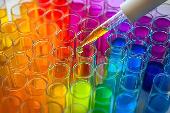 Rainbow Test Tubes, Lab Liquid Drop, Science Experiment Stock ...