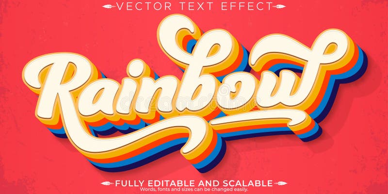 Rainbow Text Effect, Editable Vintage and Script Text Style Stock ...