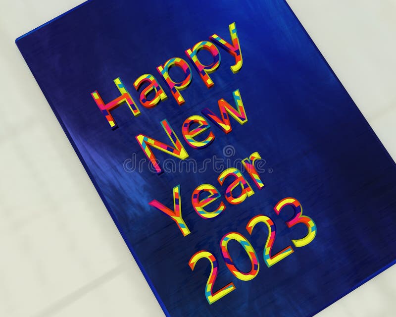 Rainbow Text Happy New Year Card 3d Wishes Render 2023 Stock ...