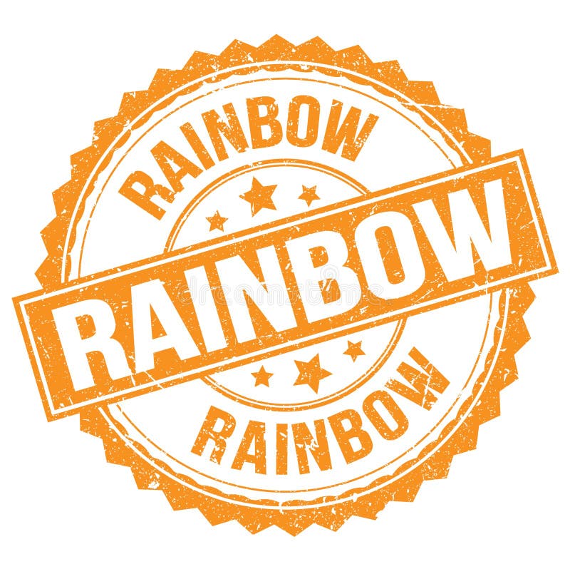 RAINBOW Text on Orange Round Stamp Sign Stock Illustration ...
