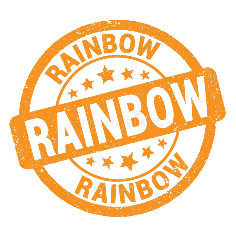 RAINBOW Text Written on Orange Round Stamp Sign Stock Illustration ...
