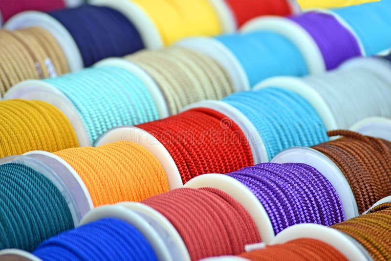 Rainbow Textile Cord Coils Pack Heap on the Wall, Industry Strings ...