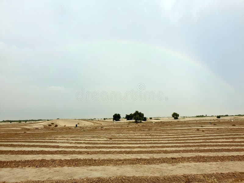 The Rainbow in the Thall Desert Pakist Stock Photo - Image of soil ...