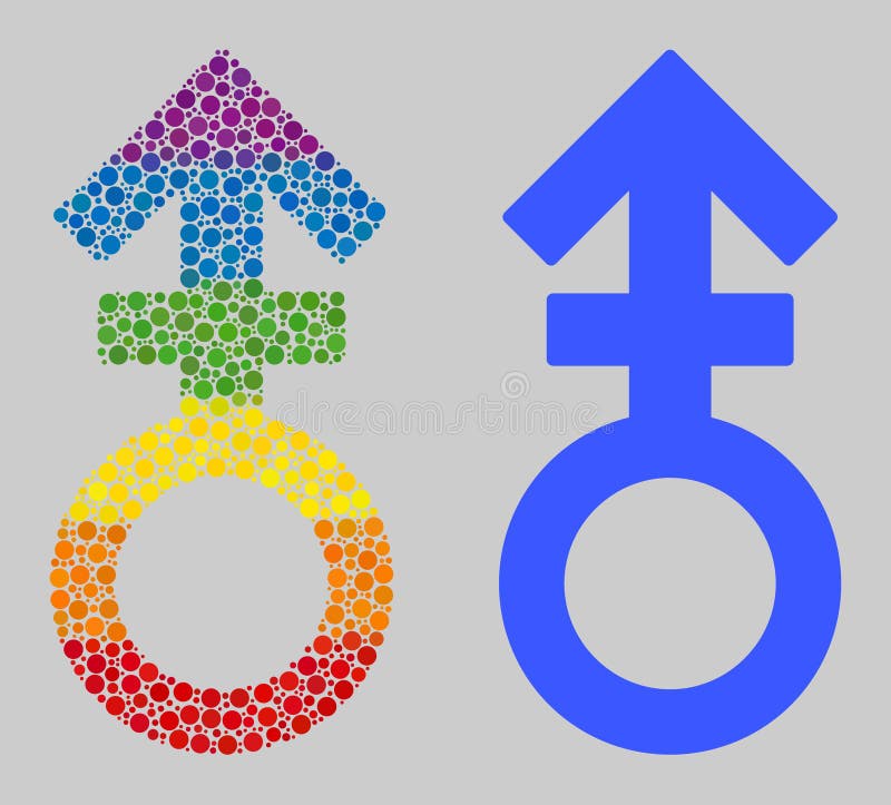 Spectrum Third Gender Symbol Collage Icon of Round Dots Stock Vector ...