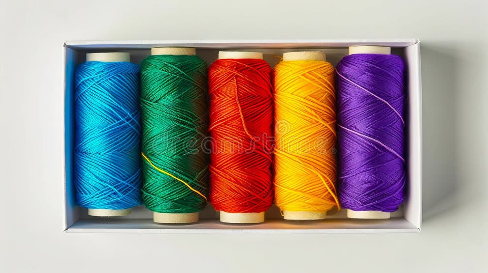 Rainbow Thread Set in a White Box Stock Photo - Image of generated ...