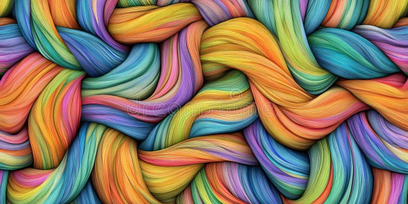 Rainbow Threads Interweaving, Forming Textured Pattern with Vibrant ...
