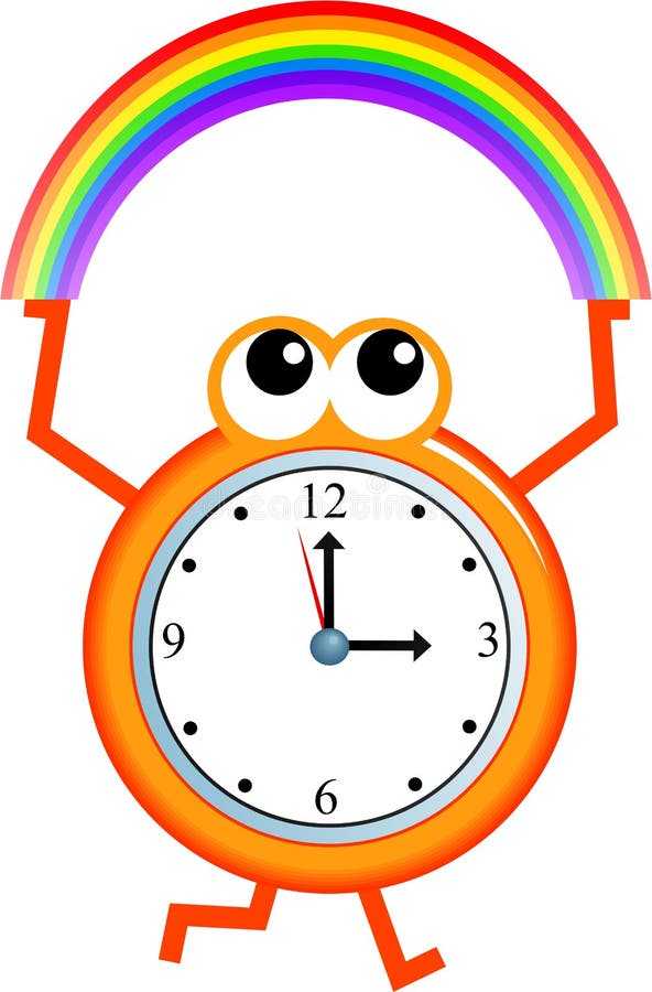 Rainbow time stock illustration. Illustration of clock - 7477382