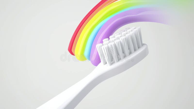 Rainbow Toothpaste on White Brush Stock Image - Image of bristles ...