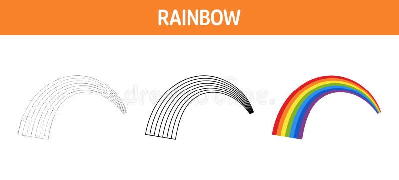 Rainbow Tracing and Coloring Worksheet for Kids Stock Vector ...