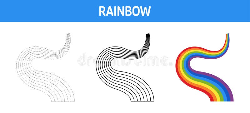 Rainbow Tracing and Coloring Worksheet for Kids Stock Vector ...