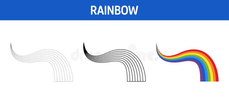 Rainbow Tracing and Coloring Worksheet for Kids Stock Vector ...