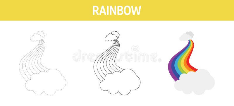 Rainbow Tracing and Coloring Worksheet for Kids Stock Vector ...