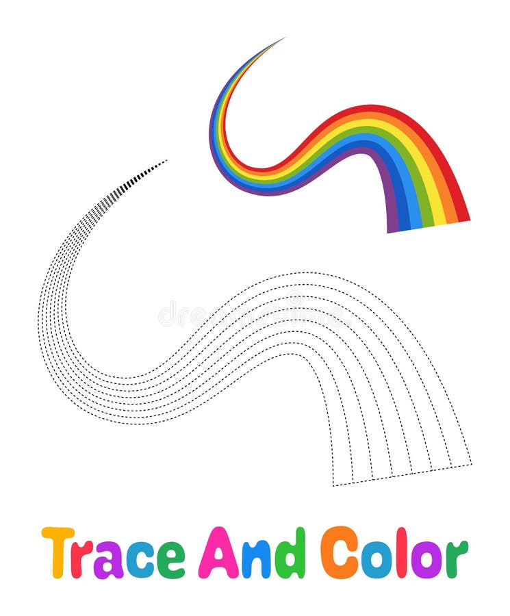 Rainbow Tracing Worksheet for Kids Stock Vector - Illustration of game ...