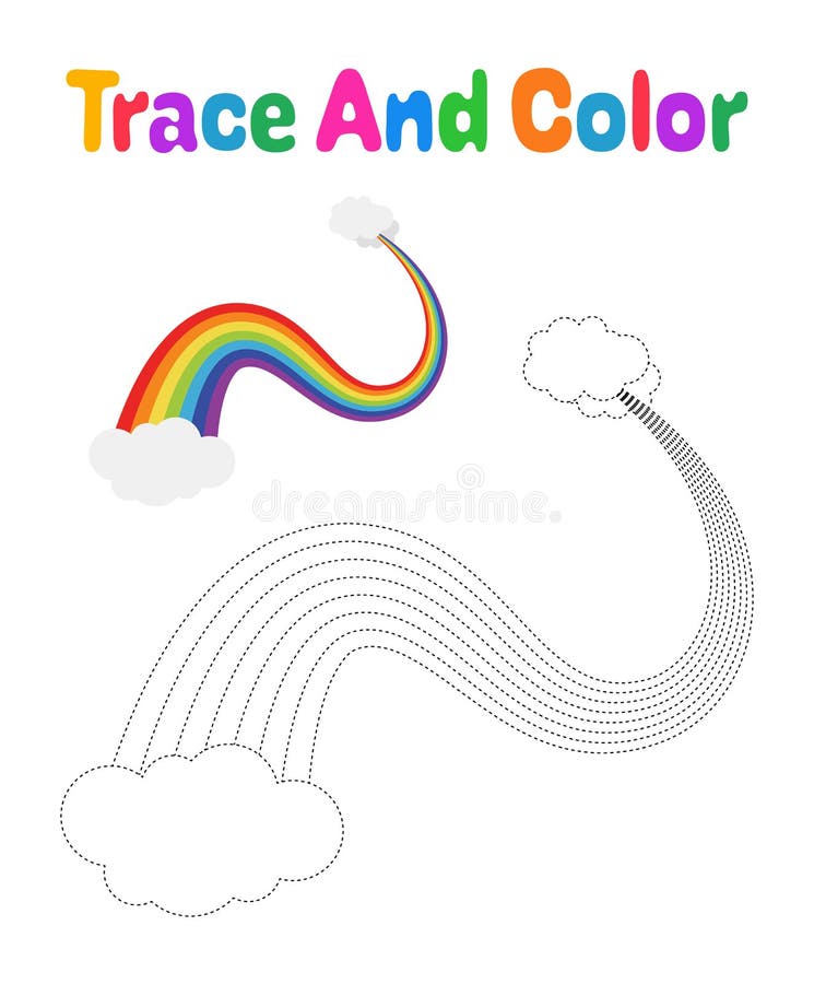 Rainbow Tracing Worksheet for Kids Stock Vector - Illustration of draw ...