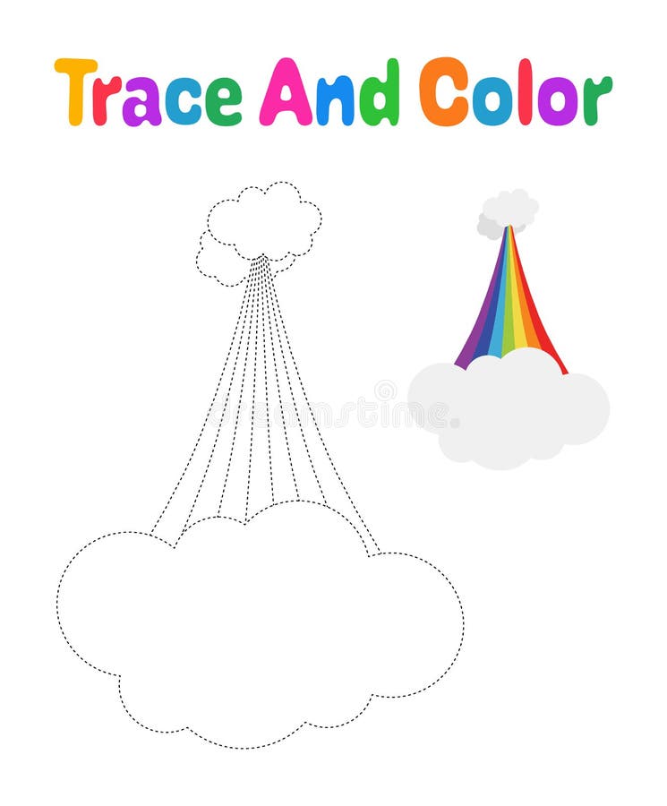 Rainbow Tracing Worksheet for Kids Stock Vector - Illustration of ...