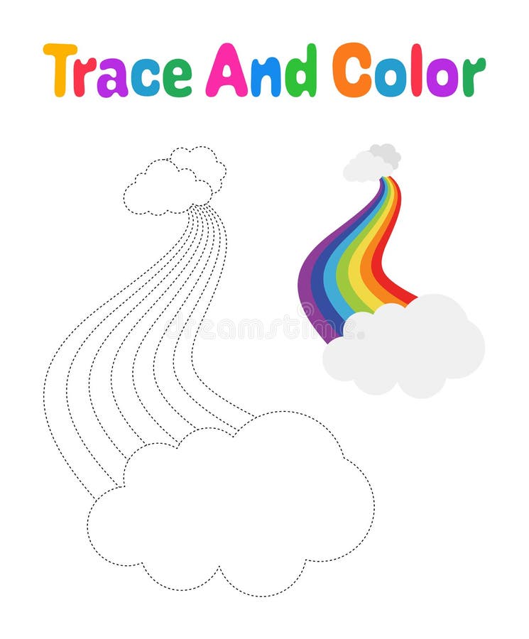 Rainbow Tracing Worksheet for Kids Stock Vector - Illustration of ...