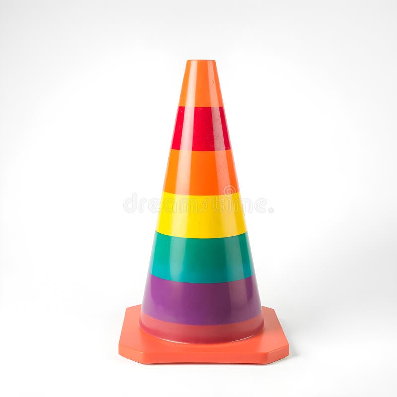Rainbow Traffic Cone Isolated on White Background Stock Illustration ...