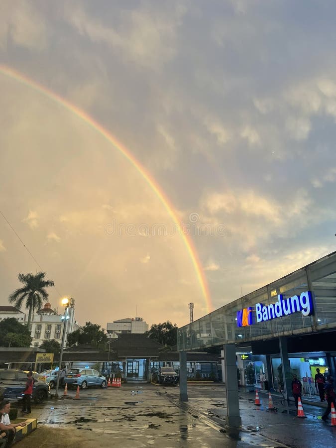 Rainbow at Train Station of Bandung Indonesian Editorial Photography ...