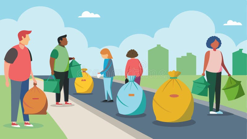 A Rainbow of Trash Bags Lining the Sidewalks As People Diligently ...