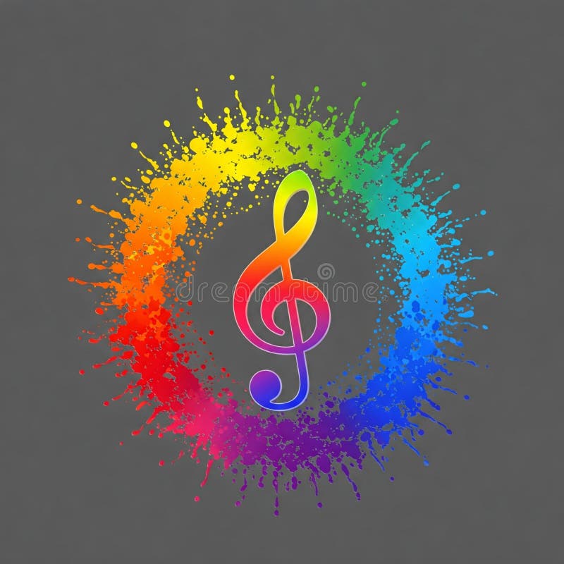 Rainbow Treble Clef Burst stock illustration. Illustration of rainbow ...