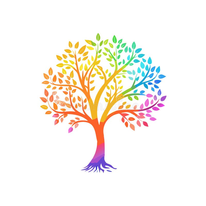Rainbow Tree Illustration: Vibrant Colors of Growth and Diversity ...