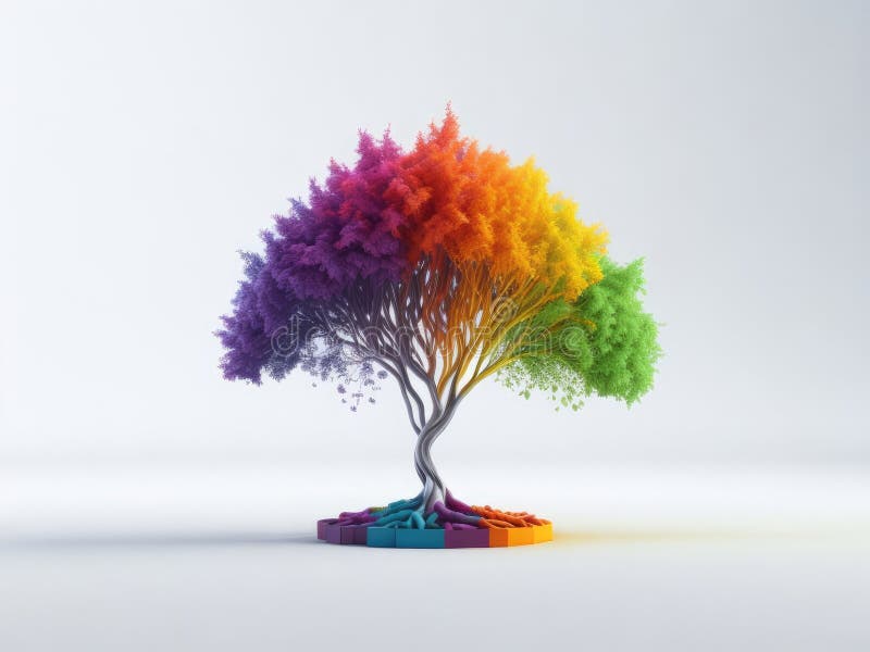 Rainbow Tree Isolated in Front of White Background. Ai Generative Stock ...