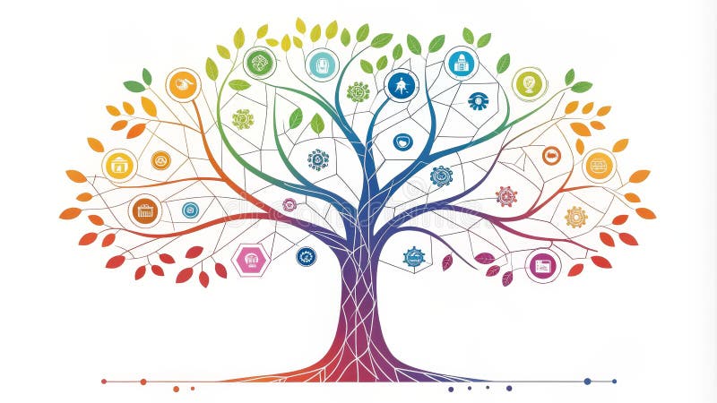Rainbow Tree of Knowledge Abstract Composition, Iconography, Network ...