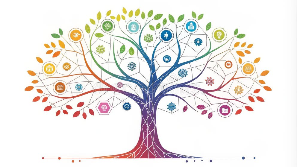 Rainbow Tree of Knowledge Abstract Composition, Iconography, Network ...
