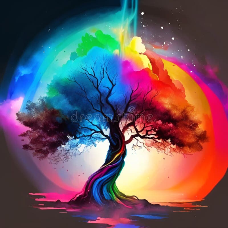 Rainbow Tree with Rainbow Colors. Vector Illustration. Abstract ...