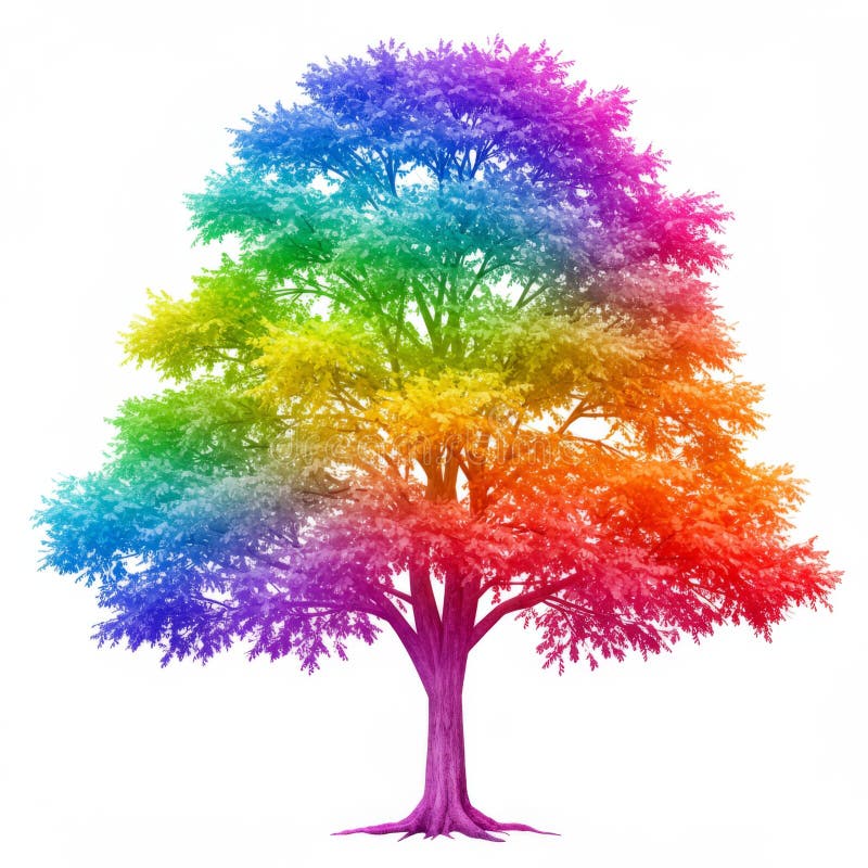 Rainbow Tree on White Background Stock Illustration - Illustration of ...