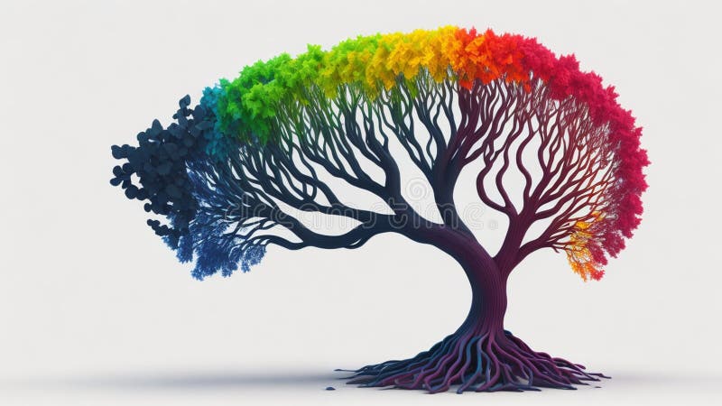 Rainbow Tree on a White Background. Stock Illustration - Illustration ...