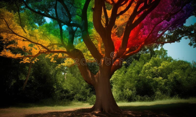 The Rainbow Trees Create Mesmerizing Scene in the Forest Creating Using ...